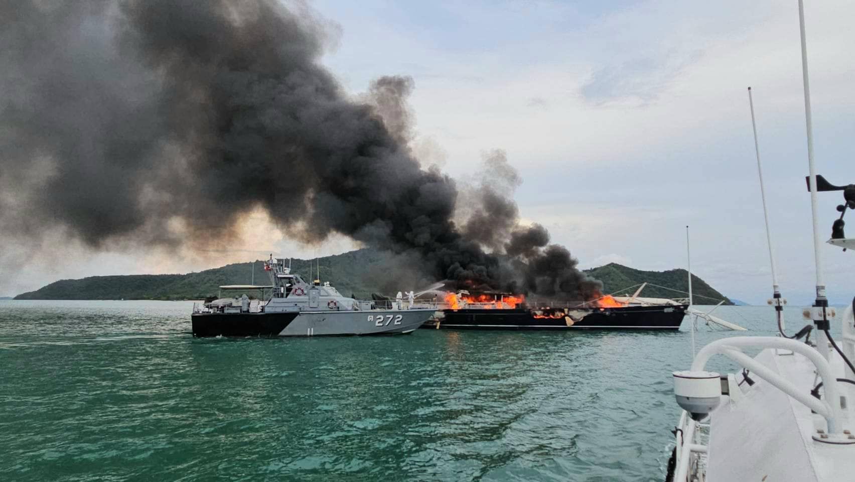 Thai navy intervenes after fire engulfs 34m sailing yacht Obsession II